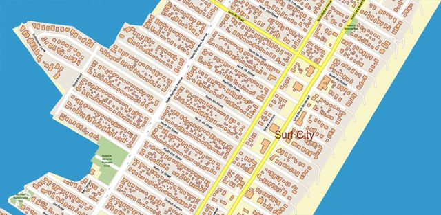 Atlantic City Area New Jersey US Map Vector City Plan High Detailed ...