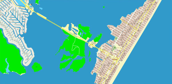 Atlantic City Area New Jersey US Map Vector City Plan High Detailed ...