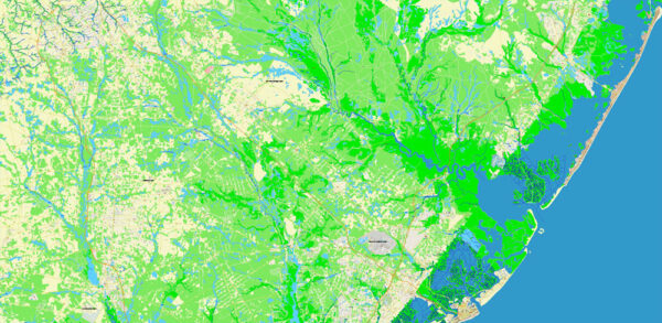 Atlantic City Area New Jersey US Map Vector City Plan High Detailed ...