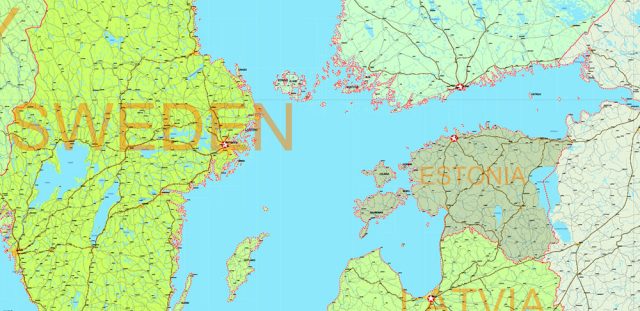 Europe Mercator Projection Political Vector Map High detailed fully ...