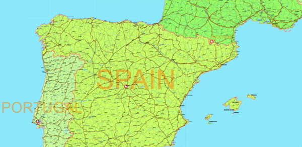 _Europe Mercator Projection Political Vector Map High detailed fully ...