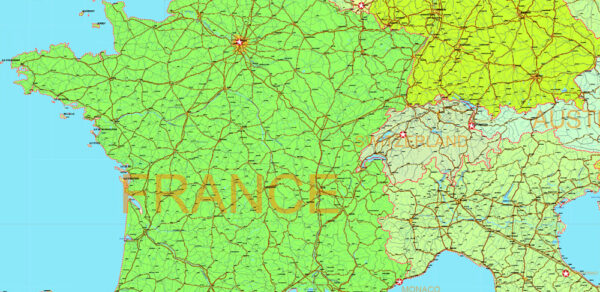 Europe Mercator Projection Political Vector Map High detailed fully ...
