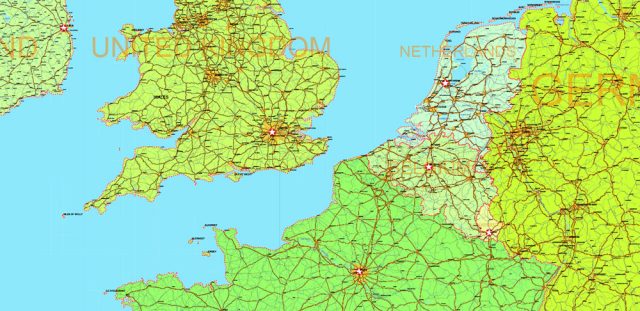_Europe Mercator Projection Political Vector Map High detailed fully ...