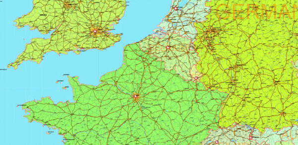 _Europe Mercator Projection Political Vector Map High detailed fully ...