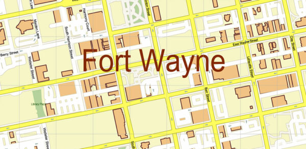 Fort Wayne Indiana US Area PDF Vector Map: City Plan High Detailed ...