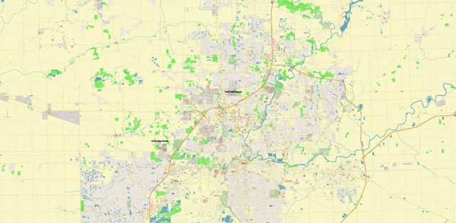 Fort Wayne Indiana US Area PDF Vector Map: City Plan High Detailed ...
