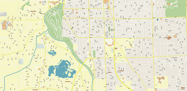 Fort Wayne Indiana US Area Map Vector City Plan High Detailed Street ...
