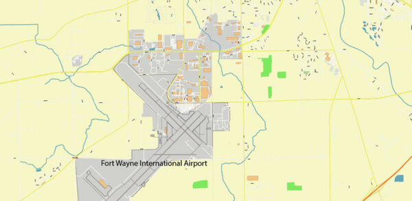 Fort Wayne Indiana US Area Map Vector City Plan High Detailed Street ...