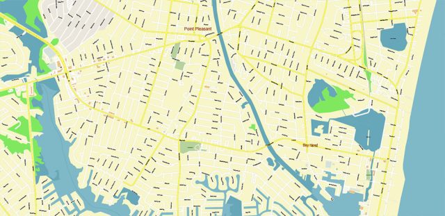 Long Branch Area New Jersey US Map Vector City Plan High Detailed ...