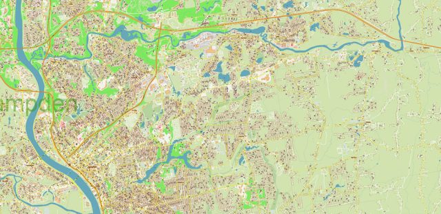 Springfield Area Massachusetts US Map Vector City Plan + Zipcodes High ...
