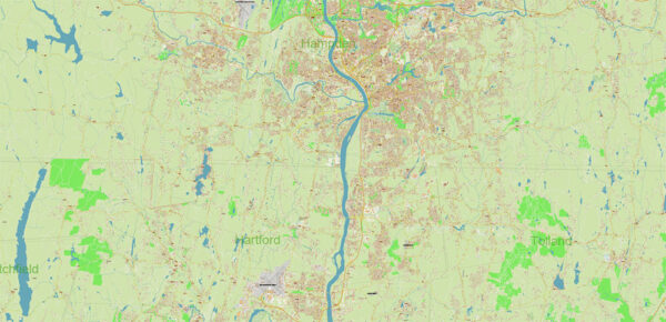 Springfield Area Massachusetts US Map Vector City Plan + Zipcodes High ...