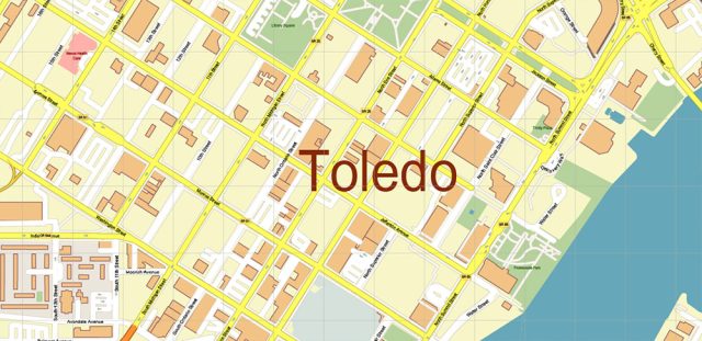 Toledo Ohio US Area Map Vector City Plan High Detailed Street Map ...