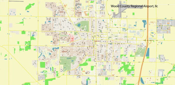 Toledo Ohio US Area PDF Vector Map: City Plan High Detailed Street Map ...