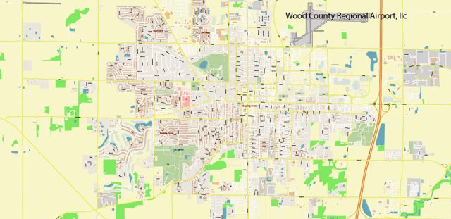 Toledo Ohio US Area Map Vector City Plan High Detailed Street Map ...