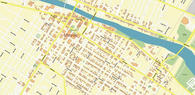 Toledo Ohio US Area PDF Vector Map: City Plan High Detailed Street Map ...