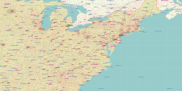 World Geo Lat-Long Projection Political Vector Map High detailed fully ...