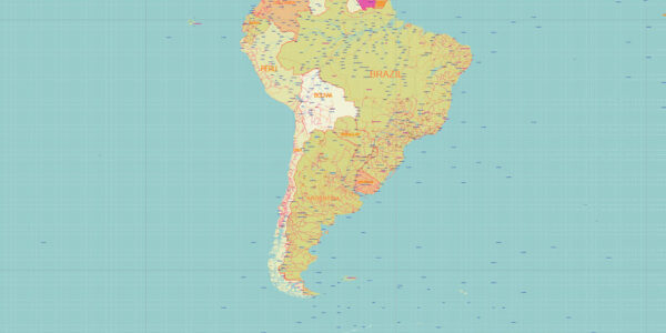 World Geo Lat-Long Projection Political Vector Map High detailed fully ...