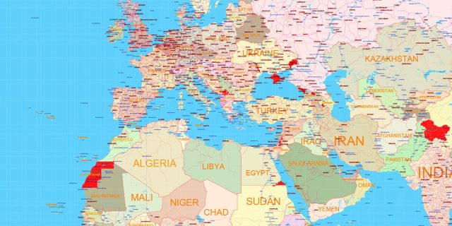 _World Mercator Projection Political Vector Map High detailed fully ...