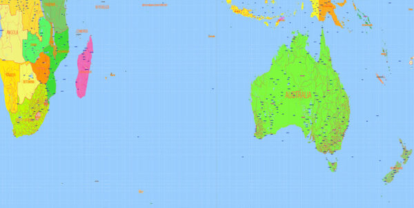 _World Gall-Peters Projection Political Map High detailed fully ...