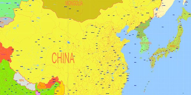 World Gall-Peters Projection Political Map Vector High detailed fully ...