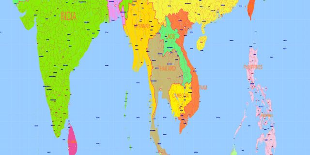 _World Gall-Peters Projection Political Map High detailed fully ...