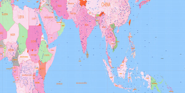 World Gall-Peters Projection Political Map Vector High Detailed V.3 ...