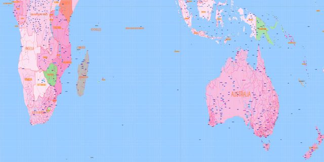 _World Gall-Peters Projection Political Map Vector High Detailed V.3 ...