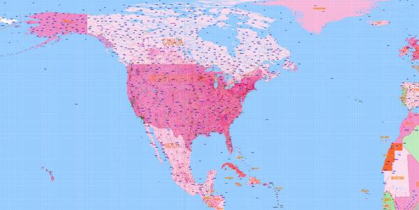World Gall-Peters Projection Political Map Vector High Detailed V.3 ...