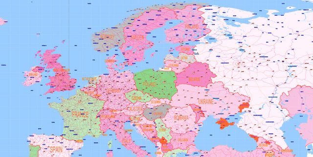 _World Gall-Peters Projection Political Map Vector High Detailed V.3 ...