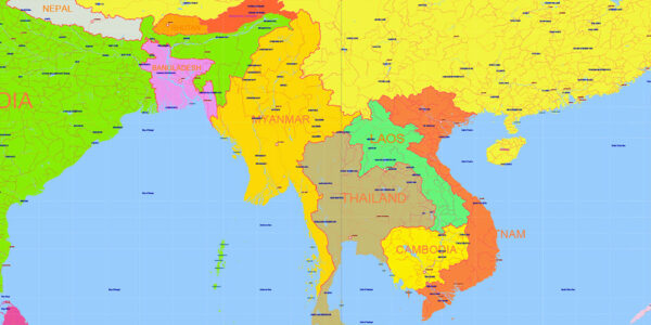 _World Lambert Cylindrical Equal-Area Projection Political Vector Map ...