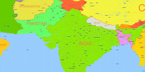 _World Lambert Cylindrical Equal-Area Projection Political PDF Vector ...