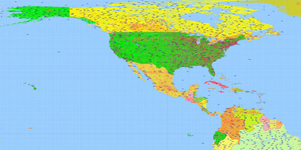 _World Lambert Cylindrical Equal-Area Projection Political Vector Map ...