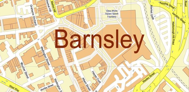 Barnsley UK Map Vector City Plan High Detailed Street Map editable ...