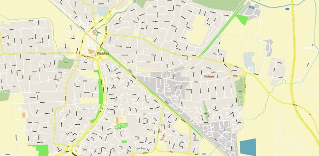 Basildon UK Map Vector City Plan High Detailed Street Map editable ...
