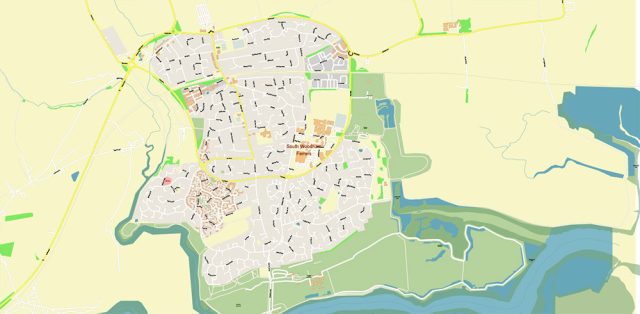Basildon UK Map Vector City Plan High Detailed Street Map editable ...