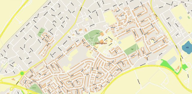 Basildon UK Map Vector City Plan High Detailed Street Map editable ...