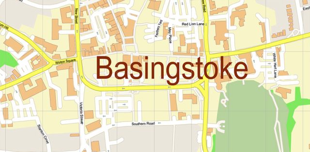 Basingstoke UK Map Vector City Plan High Detailed Street Map editable ...
