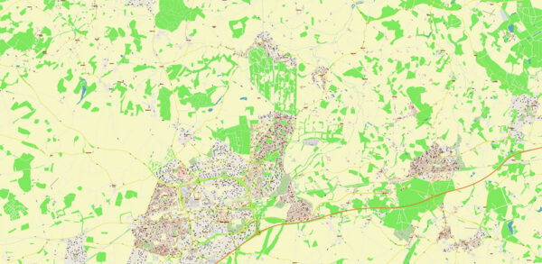 Basingstoke UK Map Vector City Plan High Detailed Street Map editable ...