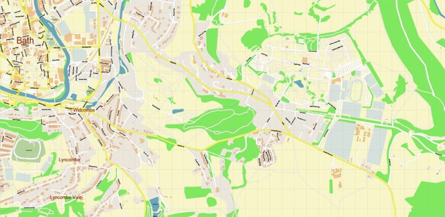 Bath UK Map Vector City Plan High Detailed Street Map editable Adobe ...