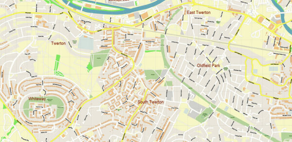 Bath UK Map Vector City Plan High Detailed Street Map editable Adobe ...