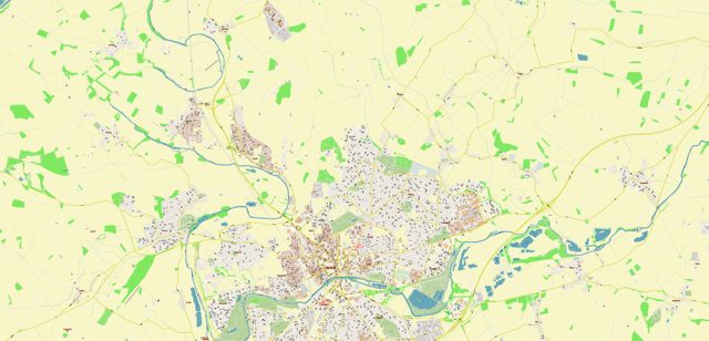 Bedford UK Map Vector City Plan High Detailed Street Map editable Adobe ...
