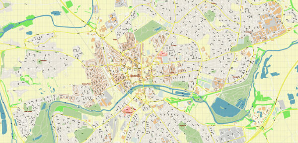 Bedford UK PDF Vector Map: City Plan High Detailed Street Map editable ...