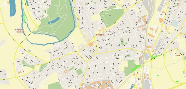Bedford UK Map Vector City Plan High Detailed Street Map editable Adobe ...