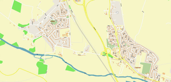 Bedford UK PDF Vector Map: City Plan High Detailed Street Map editable ...
