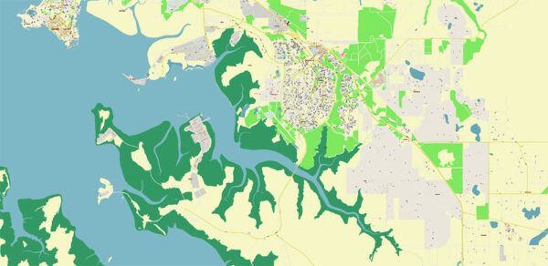 Darwin Australia PDF Vector Map: City Plan High Detailed Street Map ...