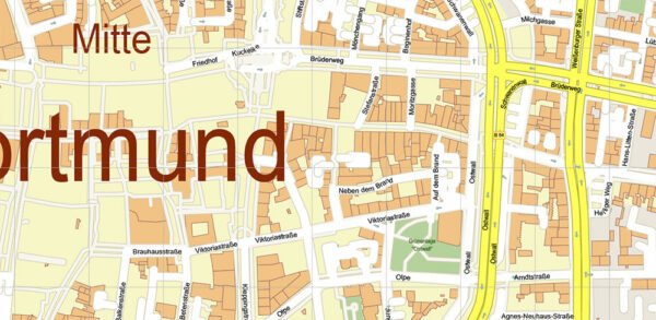 Dortmund Germany Map Vector City Plan High Detailed Street Map editable ...