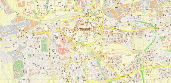 Dortmund Germany Map Vector City Plan High Detailed Street Map editable ...