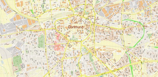 Dortmund Germany Map Vector City Plan High Detailed Street Map editable ...