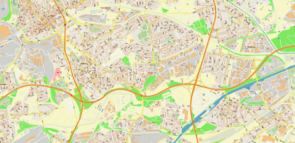 Duisburg Germany Map Vector City Plan High Detailed Street Map editable ...