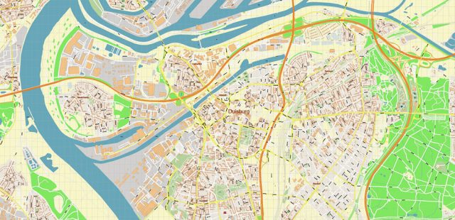 Duisburg Germany Map Vector City Plan High Detailed Street Map editable ...